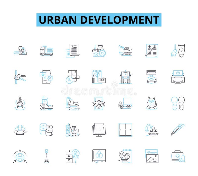 Urban Development Linear Icons Set. Gentrification, Redevelopment ...