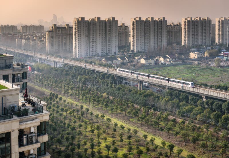 Urban Development Shanghai -Metrolink China Stock Image - Image of ...