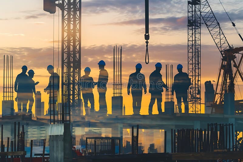 Urban Development and Teamwork in High-Contrast Construction Scene ...