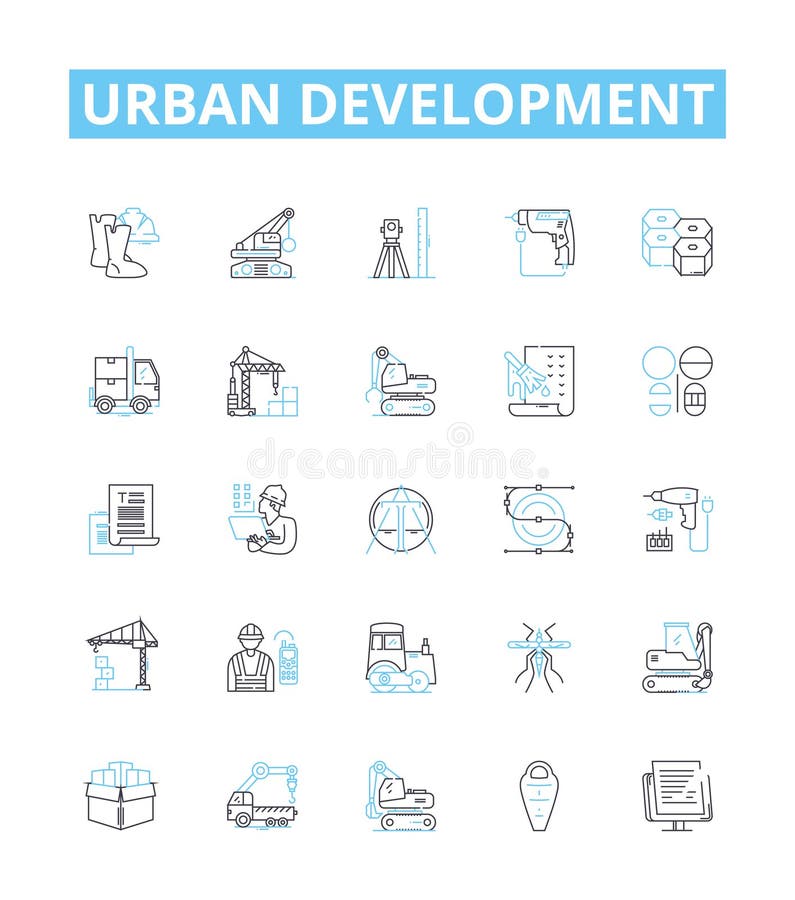 Urban Development Vector Line Icons Set. Urban, Development, Cities ...