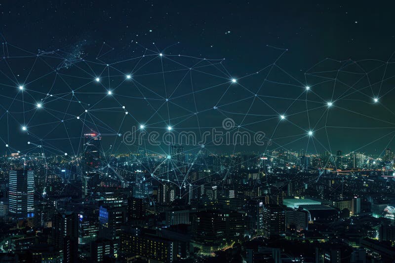 Urban Development, Wireless Network in City Stock Illustration ...