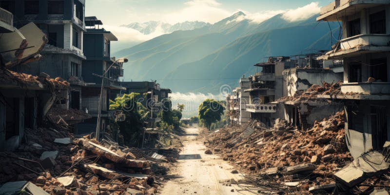 Urban Disaster City Damaged by Earthquake Stock Illustration ...