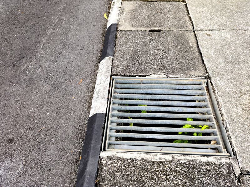 Urban Drainage with Sidewalk Perspective Stock Photo - Image of ...