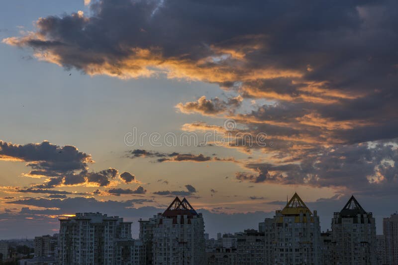 Urban Dramatic Sunset in HDR Stock Image - Image of colorful, landscape ...