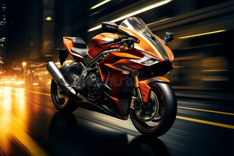 Urban Dynamism EBR Racing Motorcycle, Motion Blur and Light Trails ...