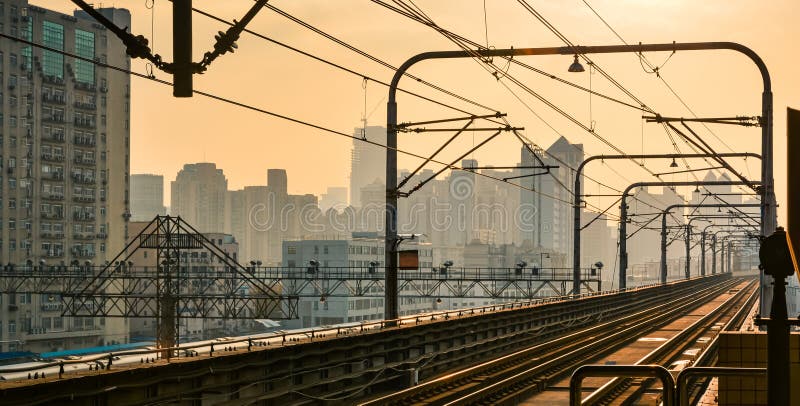 Urban Elevated Rail Transit Line in Shanghai, China Stock Photo - Image ...