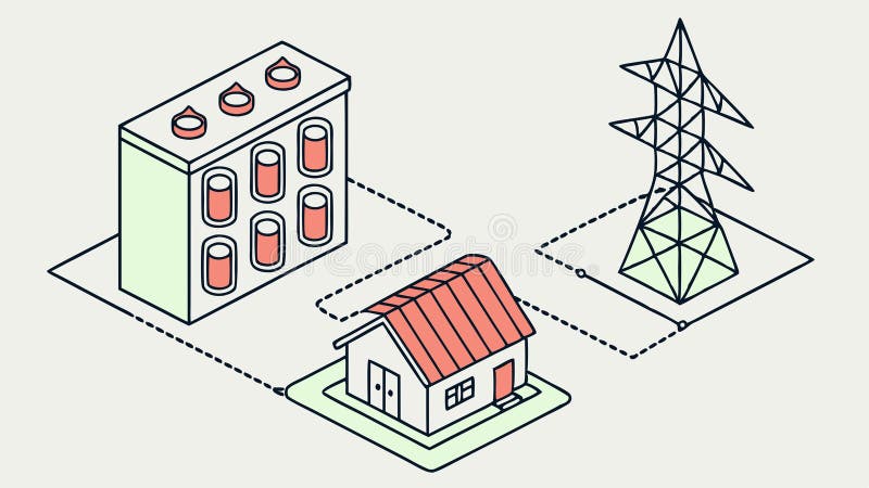 Urban Energy Distribution Network, Power Grid System, Vector Design ...