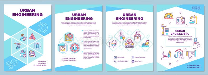 Urban Engineering Brochure Template Stock Vector - Illustration of blue ...