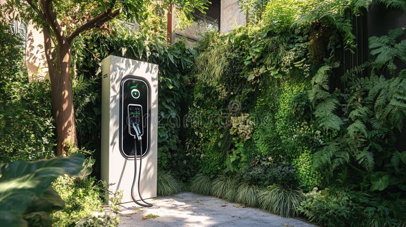 Urban EV Charger, Green Wall, Sunlight, Garden, Charging Stock Image ...