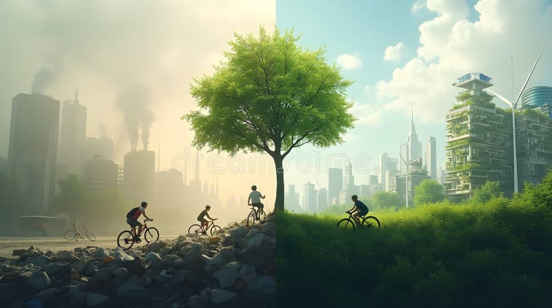 Urban Evolution stock illustration. Illustration of sustainable - 357044420