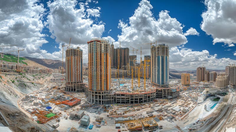 Urban Expansion, New City Construction with Modern Skyscrapers and ...