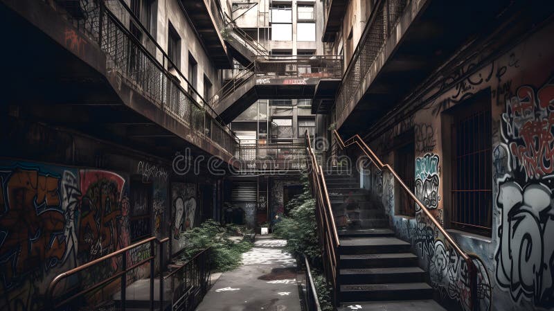 Urban Exploration Architecture City Life Two Generative AI Stock Image ...