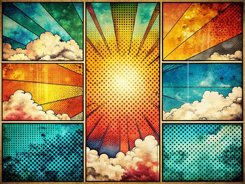 Urban Exploration Empty Comic Book Frame Against a Dramatic CloudFilled ...