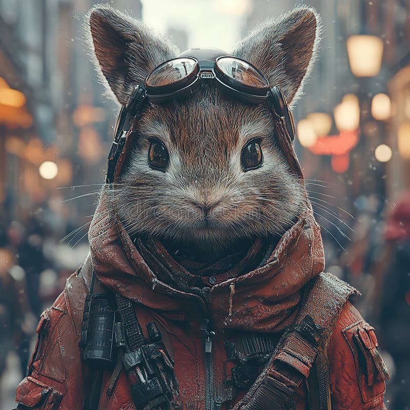 Urban Explorer Rabbit in Winter Gear Stock Illustration - Illustration ...