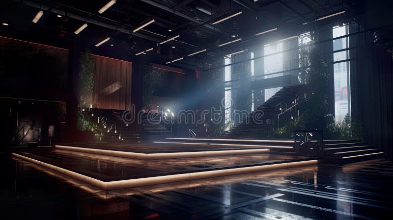 Urban Fashion, Empty Show Stage, Large Spacious Interior with Various ...