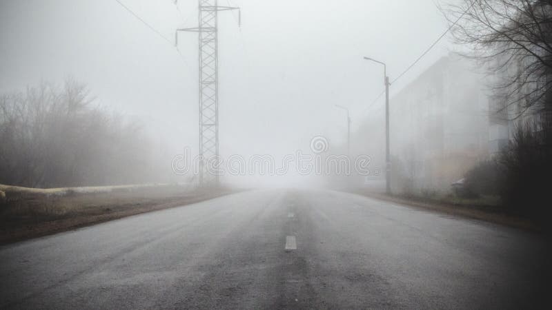 Urban fog stock photo. Image of freezing, snow, winter - 261096436