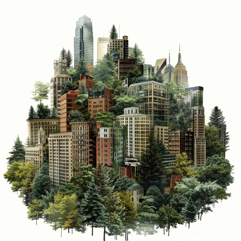 Urban Forest: a Serene Blend of Trees and Modern Architecture Stock ...