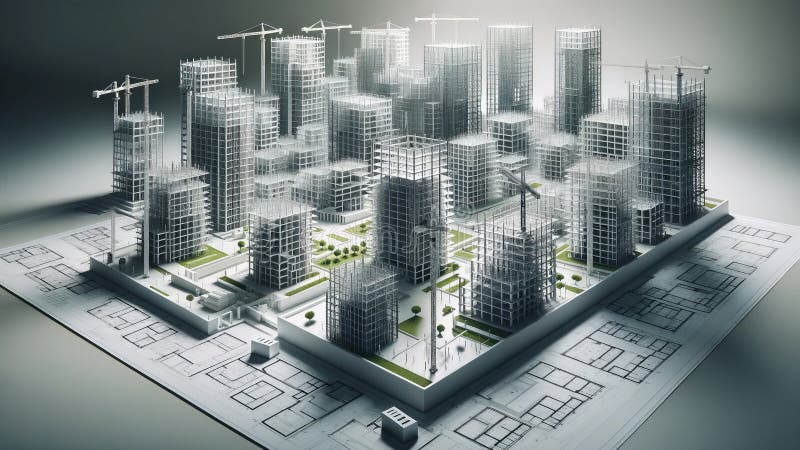 Urban Framework Miniature Model of City Under Construction Stock ...