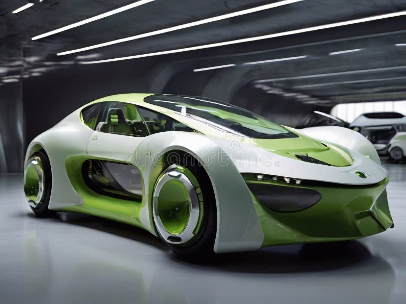 Urban Future Green Car, Design Electromobile, Ecology Car Stock ...