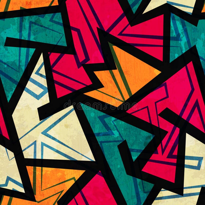 Modern Geometric Seamless Pattern with Grunge Effect Stock Vector ...