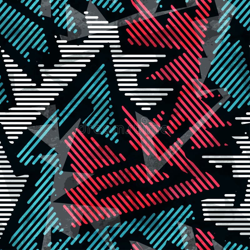 Modern Geometric Seamless Pattern with Grunge Effect Stock Vector ...