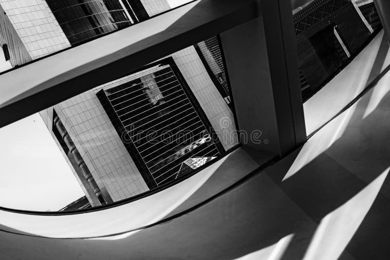 Urban Geometry through a Window Glass Stock Image - Image of line ...