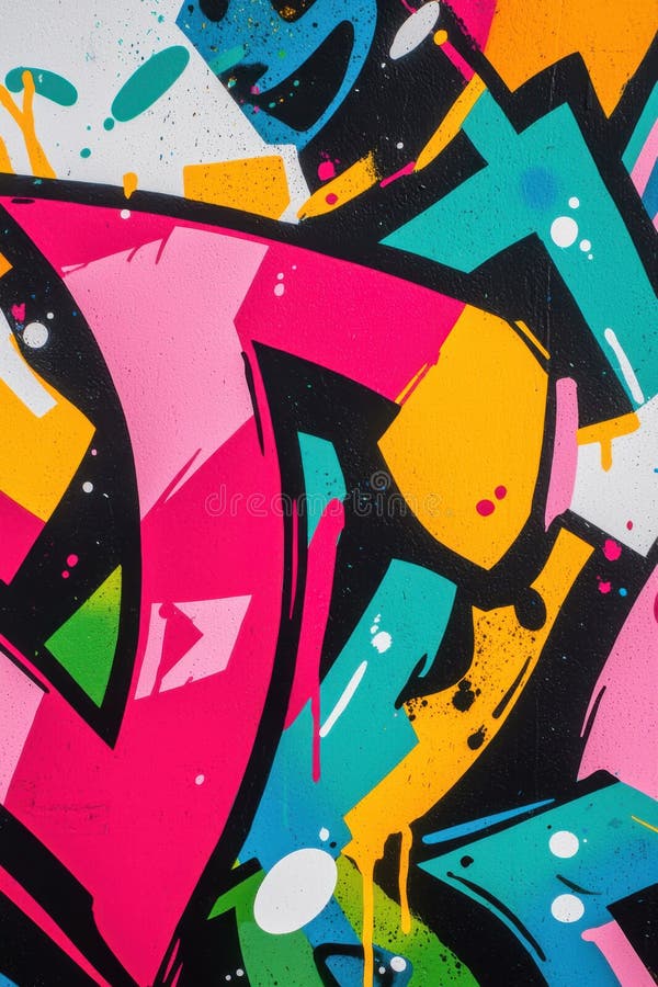 Urban Graffiti Art with Splashes Design. Stock Illustration ...