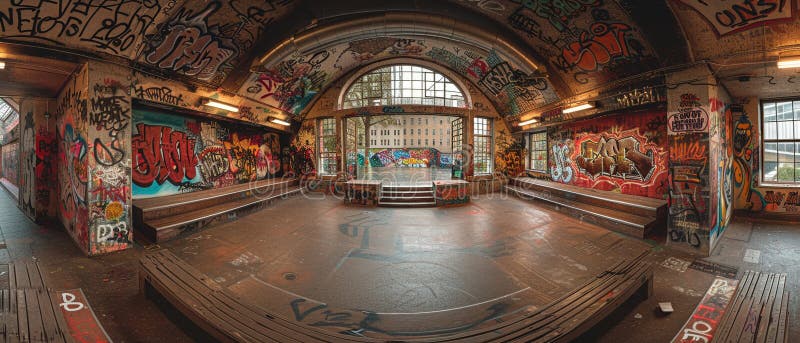 Urban Graffiti Art Studio with Spray Paint Cans Murals Stock Photo ...