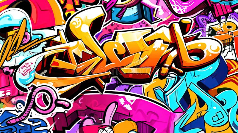 Urban Graffiti Landscape stock illustration. Illustration of vibrant ...