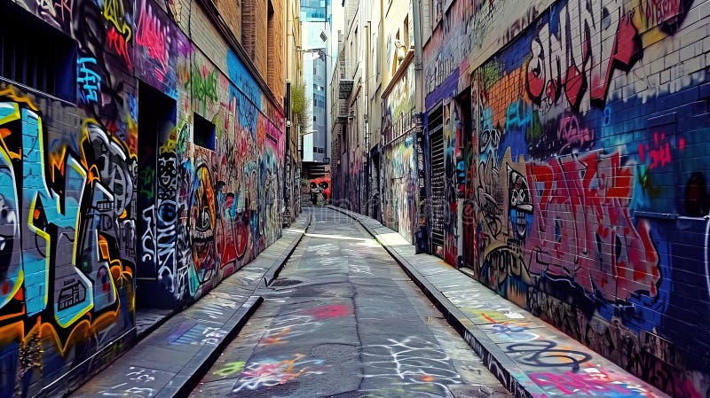 Urban Graffiti Landscape stock illustration. Illustration of ...