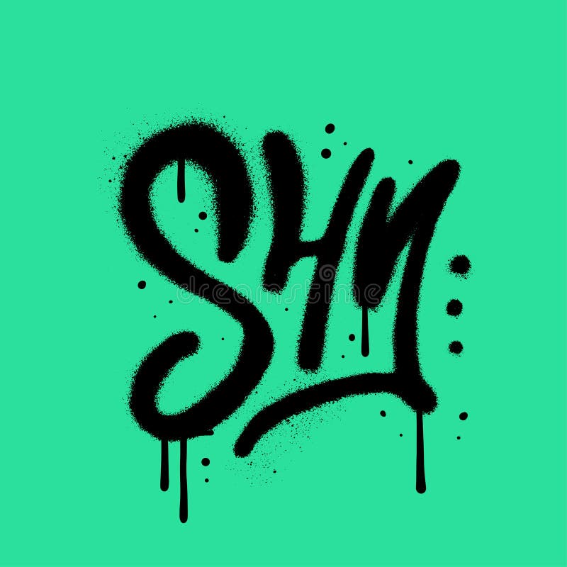 Urban Graffiti Lettering Word Shy Sprayed in Black. Vector Illustration ...