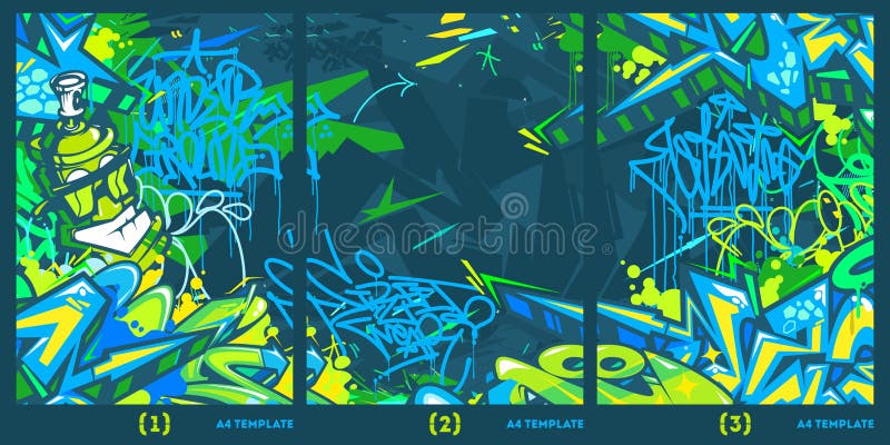 Urban Graffiti Style A4 Poster Vector Illustration Background Template ...