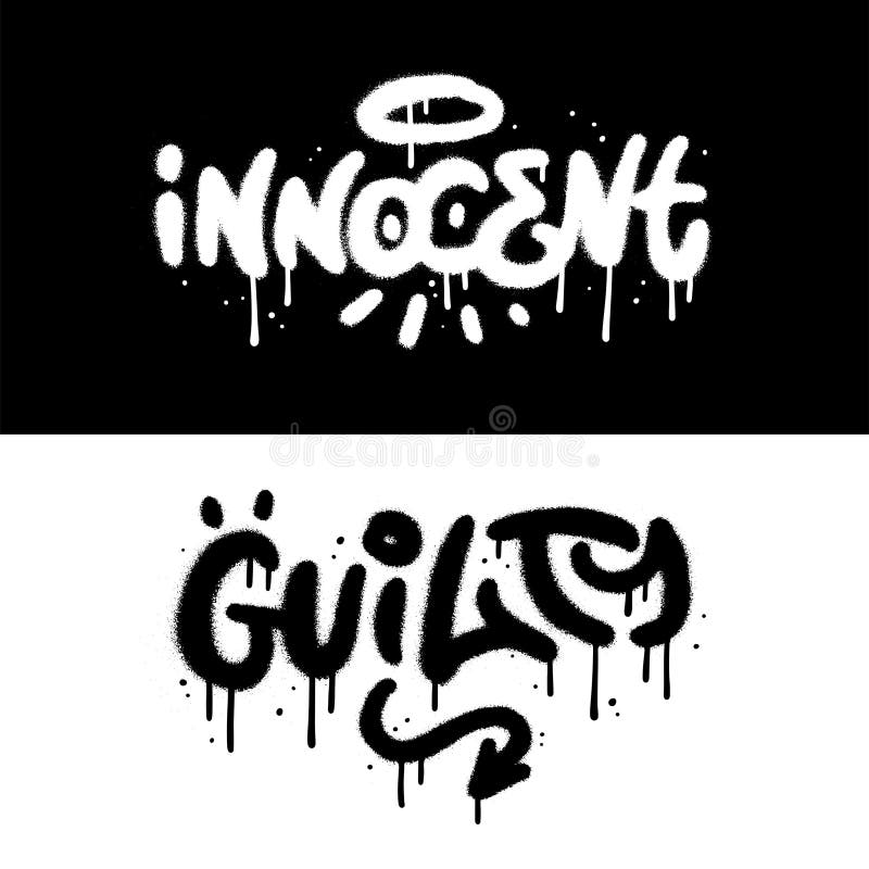 Urban Graffiti of Words Innocent and Guilty Sprayed in Black Red Over ...
