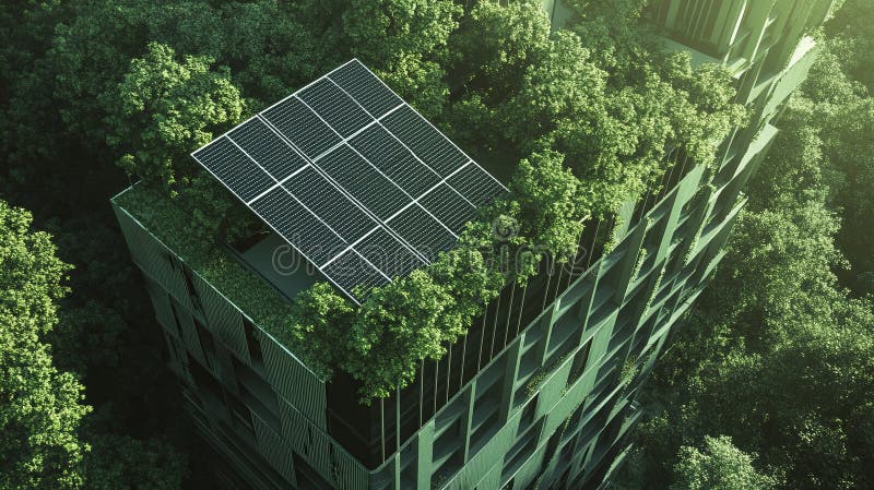 Urban Green Building with Solar Panels. Stock Photo - Image of supply ...