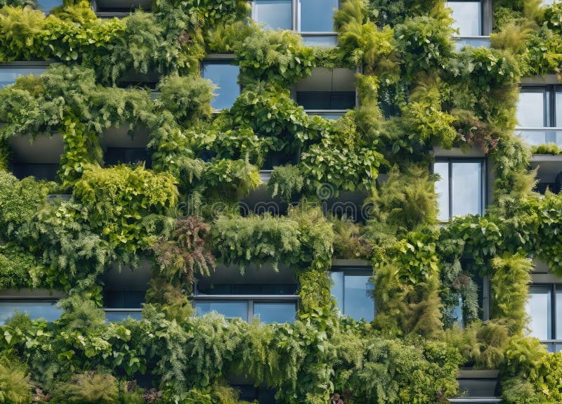 Urban Greenery Transforms Building Facade with Lush Plants in City ...