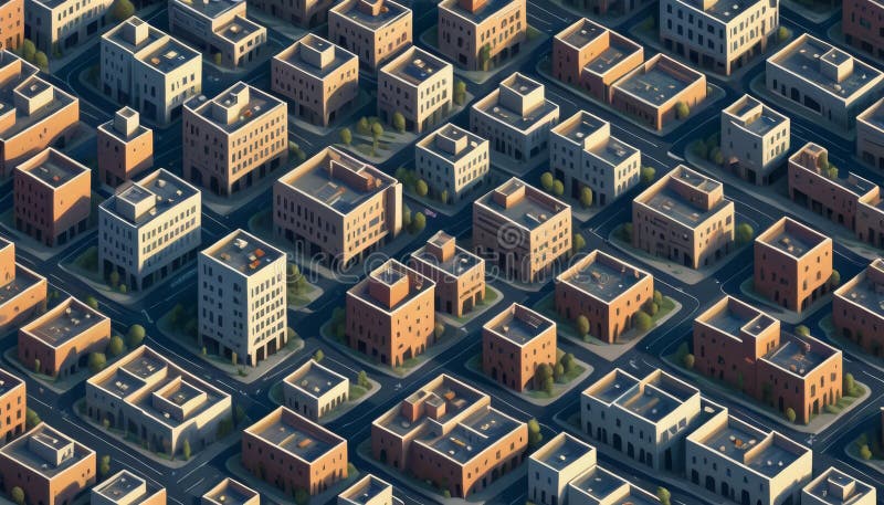 Urban Grid Layout in Isometric View Stock Photo - Image of simulation ...