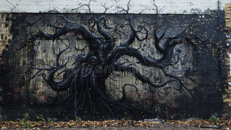 Urban Gritty Art, Mysterious Urban Graffiti Featuring Tangled Vines ...