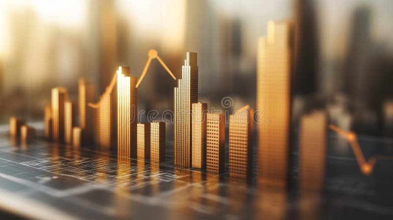 Urban Growth Concept with 3D Cityscape and Rising Graph Stock ...