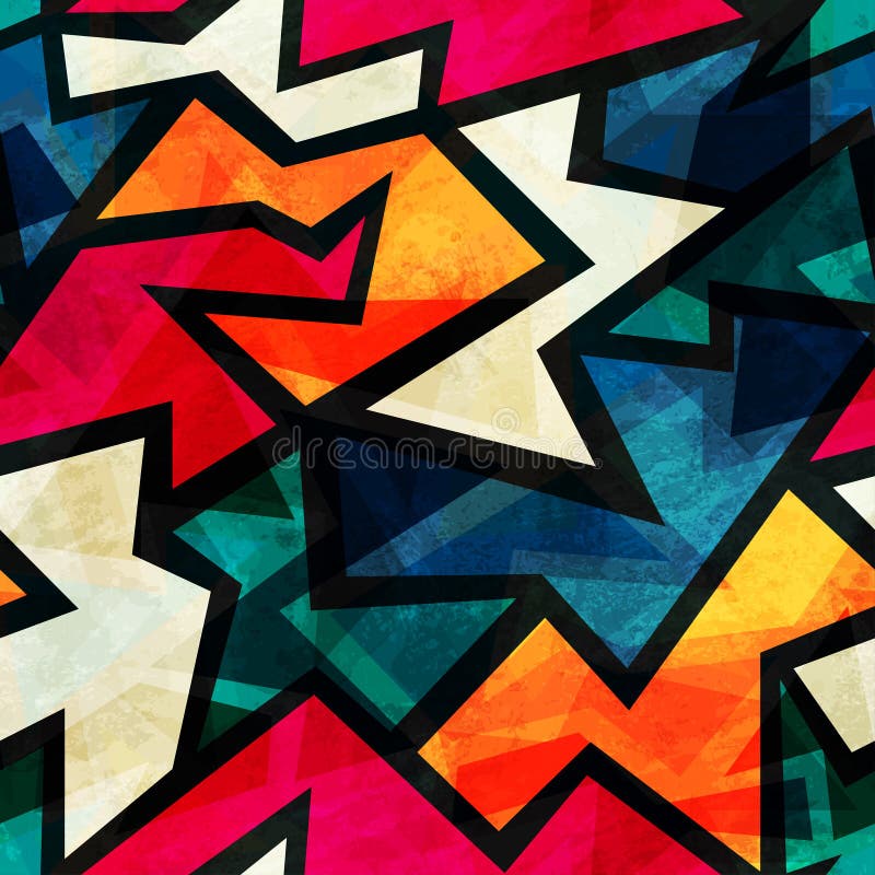 Urban Grunge Geometric Seamless Pattern Stock Vector - Illustration of ...