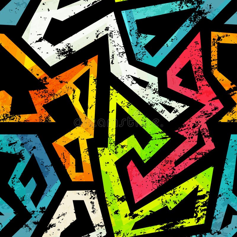 Urban Grunge Geometric Seamless Pattern Stock Vector - Illustration of ...