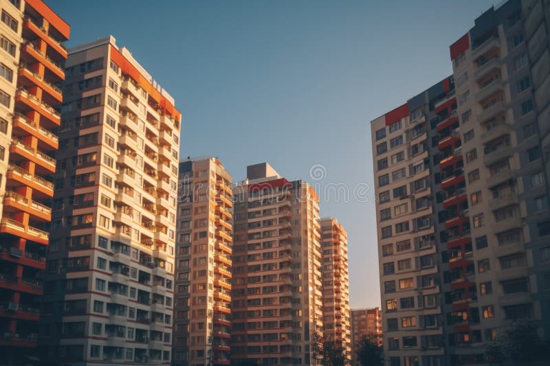Urban High-rise Buildings Side by Side, Modern Architecture Stock Photo ...