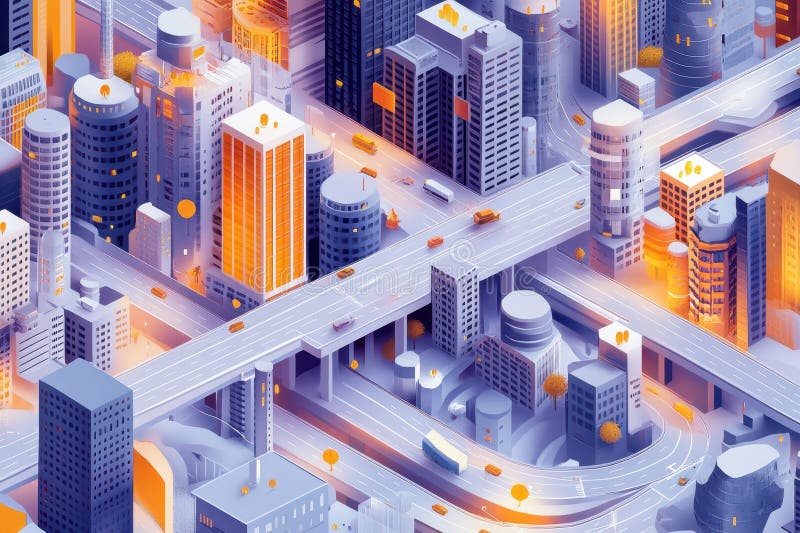 Urban Highway Intersection Cityscape Architecture Design Isolated on ...