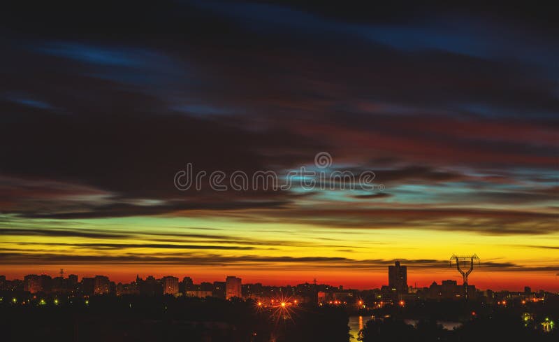 Urban sunset stock photo. Image of panorama, cloudy - 113838594