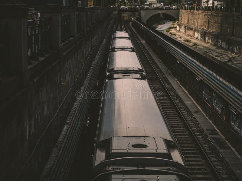Urban Industrial Train Lines in a Modern City Stock Image - Image of ...