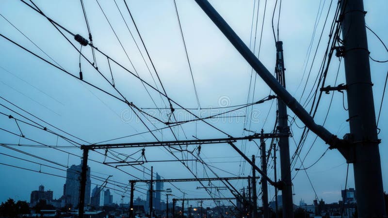 Urban Infrastructure with a Dense Network of Electrical Wires. Stock Video - Video of wires ...