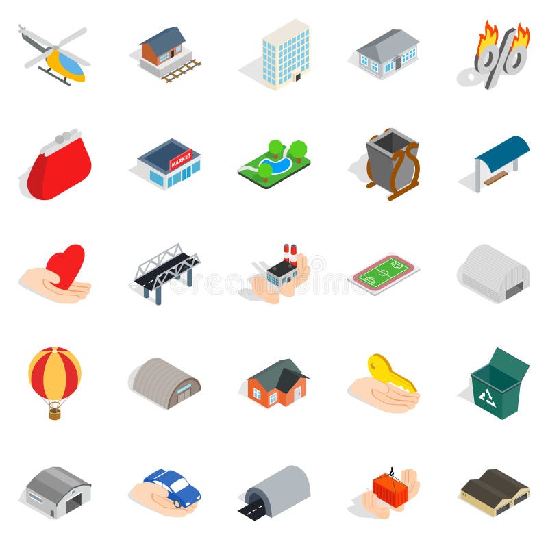 Urban Infrastructure Icons Set, Isometric Style Stock Vector ...