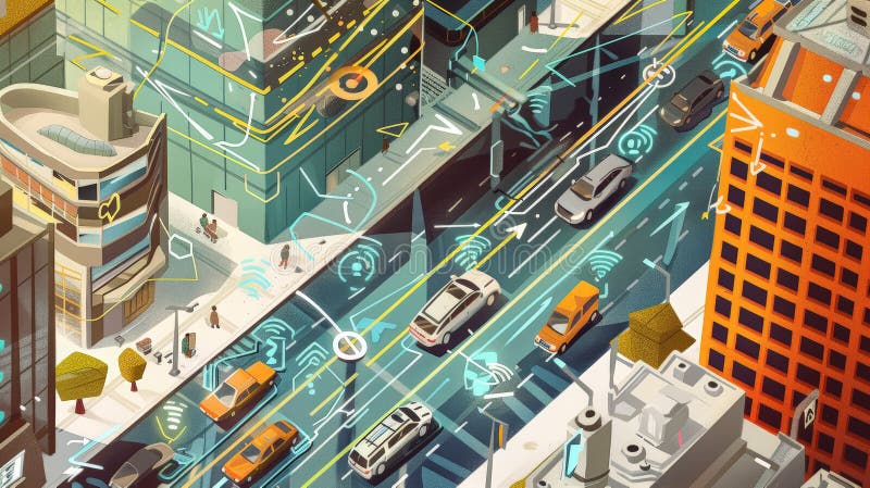 Urban Interconnectivity: Smart Cities Integration Stock Illustration ...