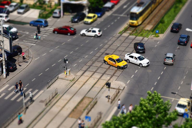 Urban intersection editorial stock photo. Image of aerial - 80556678