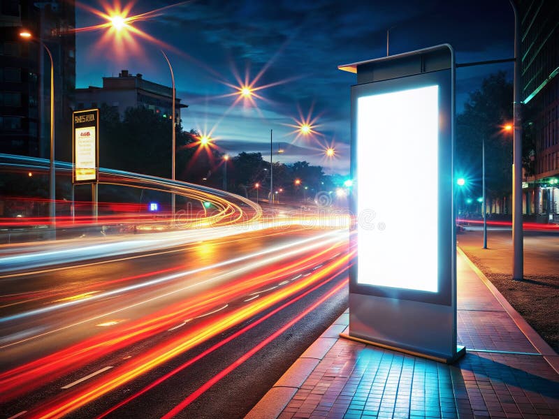 Urban Intersection Lightbox Mockup Blank Advertising Canvas with ...