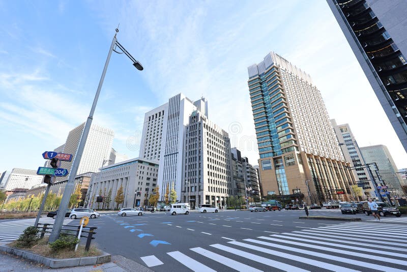 Urban Intersection Surrounded by Modern Skyscraper Dec 5 2024 Editorial ...